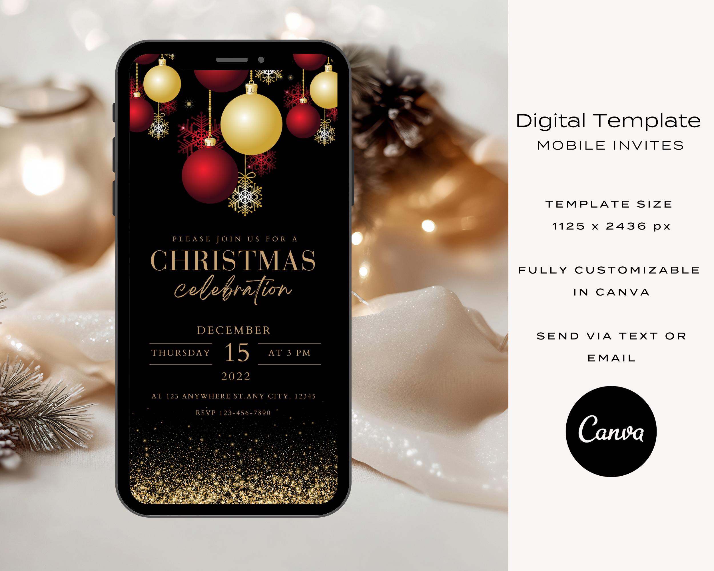 Downloadable Christmas Invitations Template, Editable Christmas Party ...