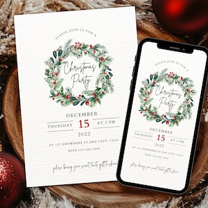 Editable Christmas Party Invitation Template, Work Christmas Holiday ...