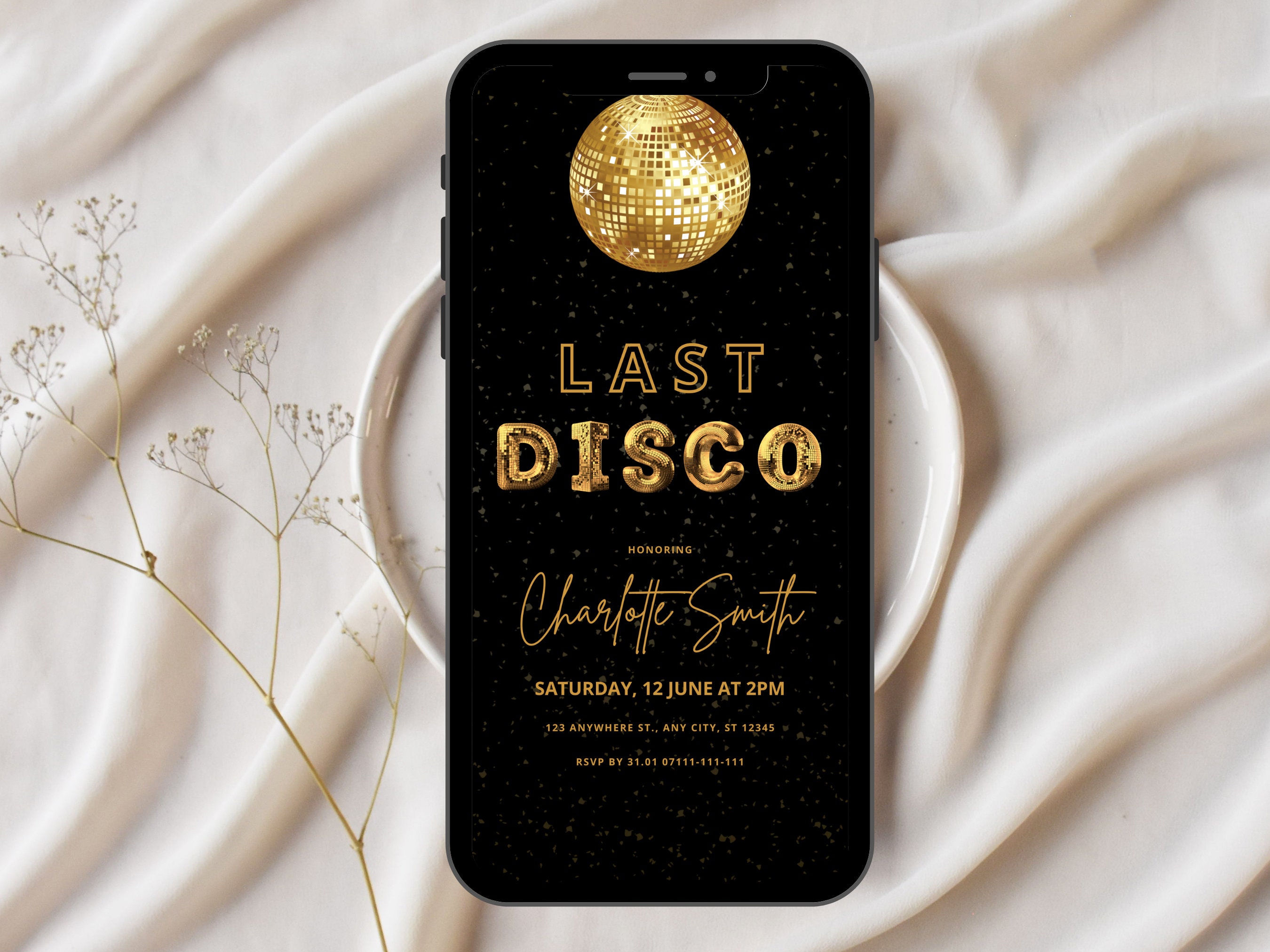 Last Disco Bachelorette Party Invitation Template, Last Disco ...