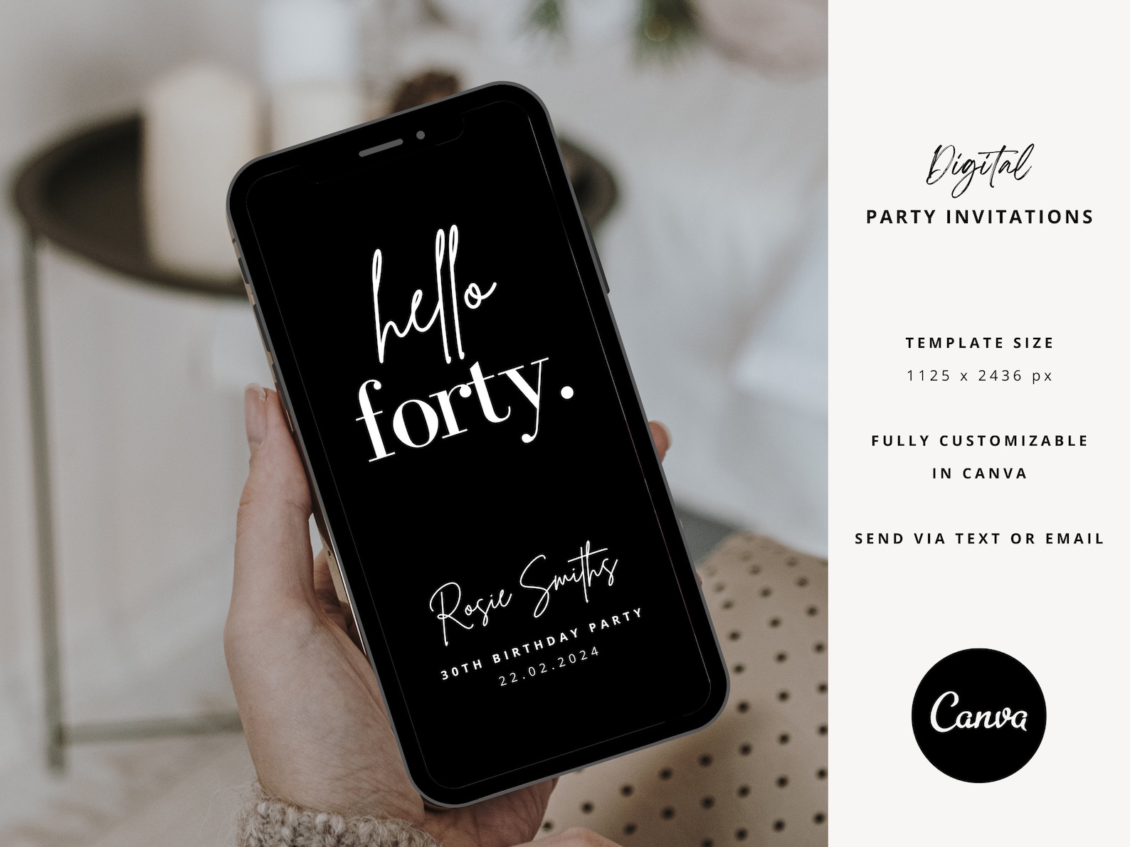 Hello Fifty Party Invitation Template, Hello 50 Birthday Invitation ...