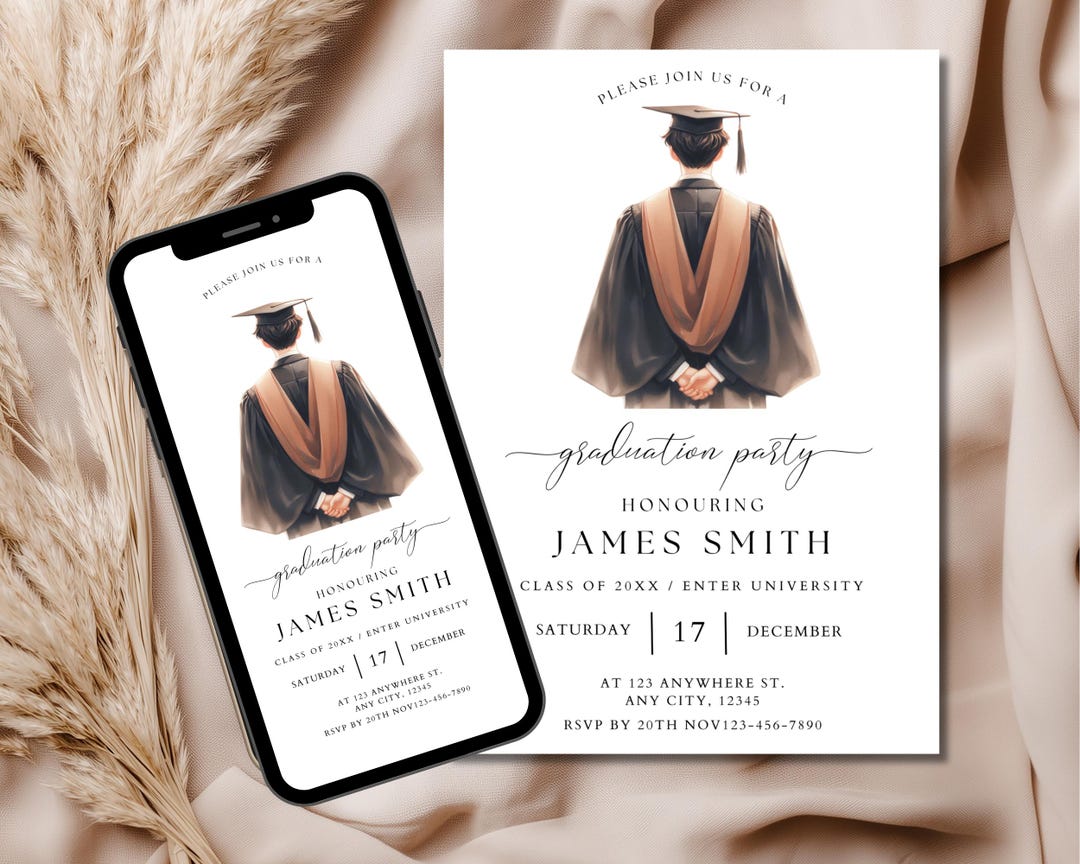 Editable Graduation Party Invitation Template, Graduation Announcement ...