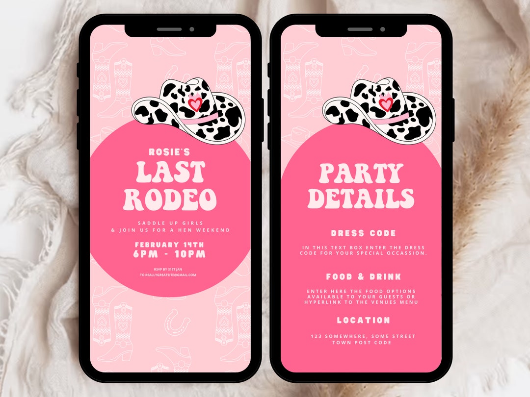 Bachelorette Last Rodeo Party Invitation, Disco Cowgirl Bachelorette ...