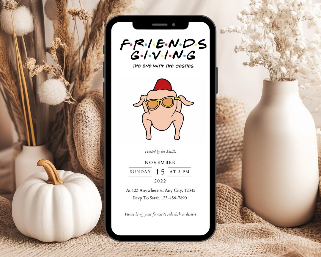 Friendsgiving Invitation Template, Friends Thanksgiving Turkey ...