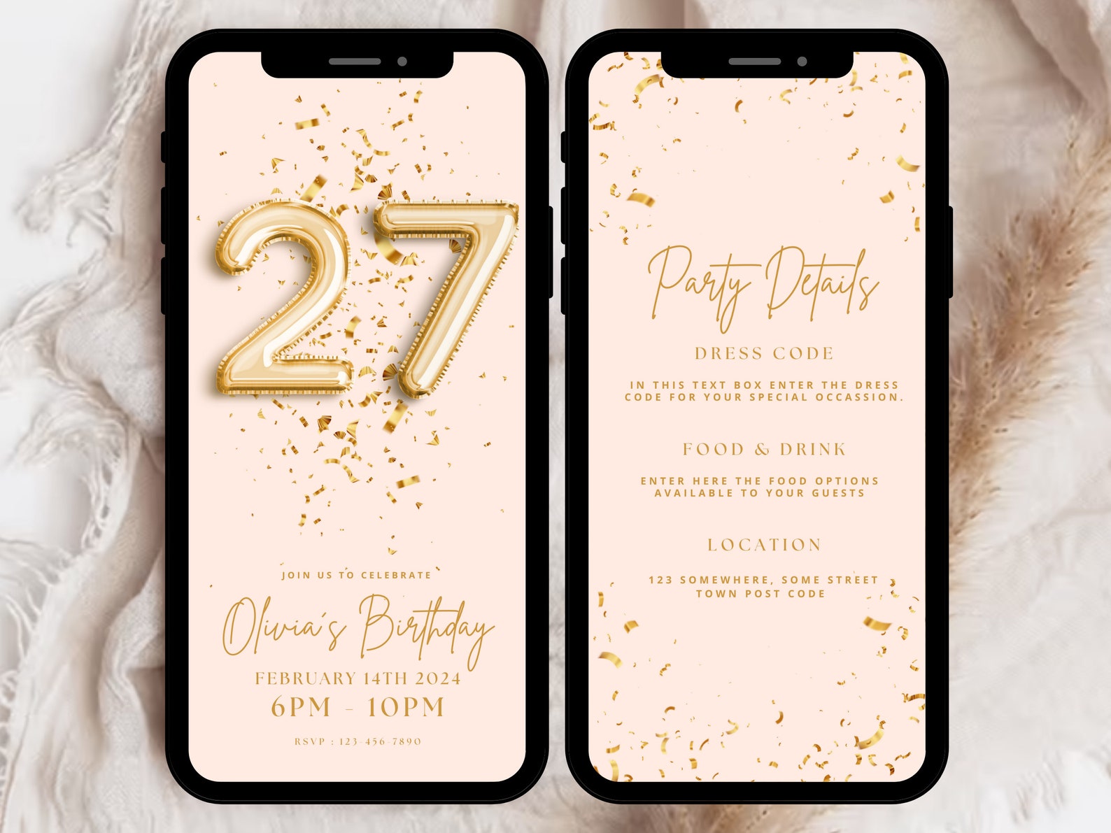 Digital 27th Birthday Invitation Template, 27th Editable Birthday Evite ...