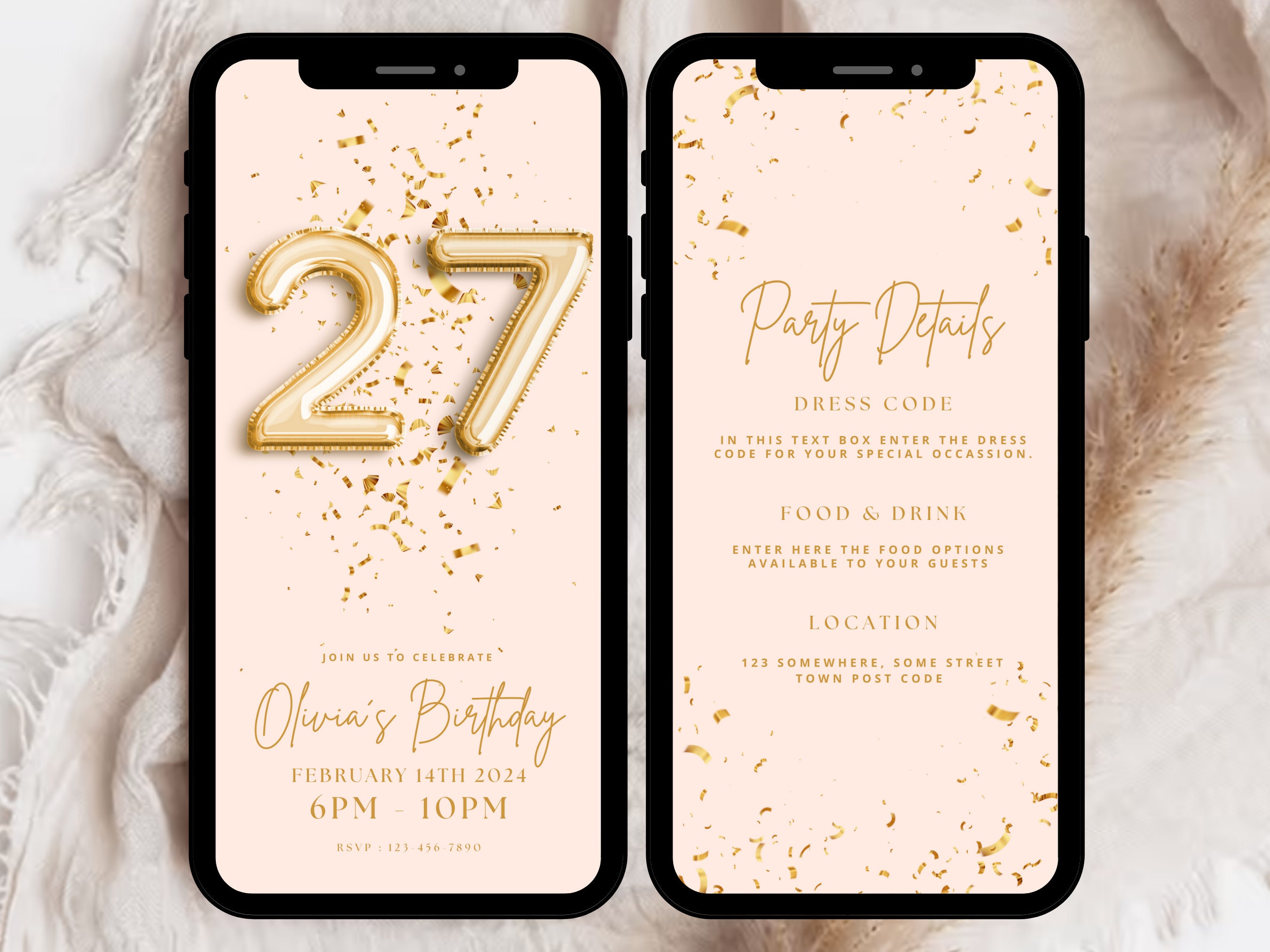 Digital 27th Birthday Invitation Template, 27th Editable Birthday Evite ...
