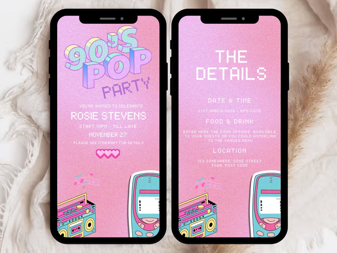 90's Retro Party Invitations, 90's Retro Party Invite, 90's Party Theme ...