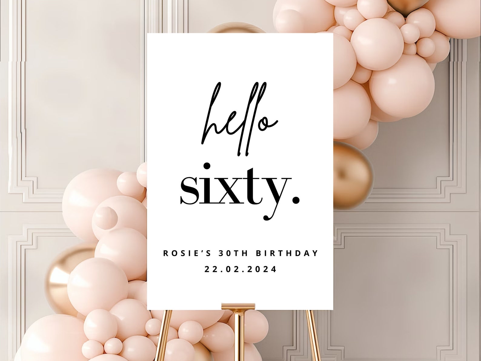 Hello Sixty Welcome Sign Template, 60th Birthday Party Welcome Sign ...