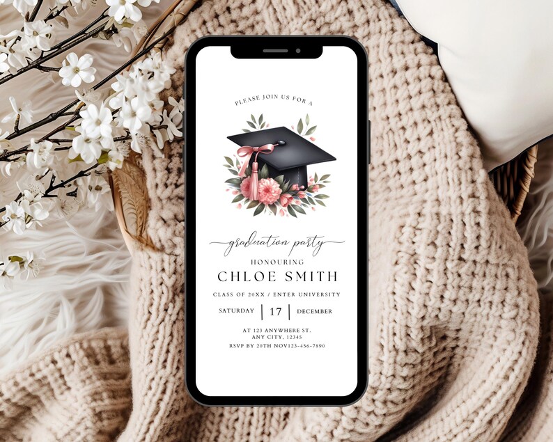 Graduation Party Invitation Template Editable, Graduation Announcement ...