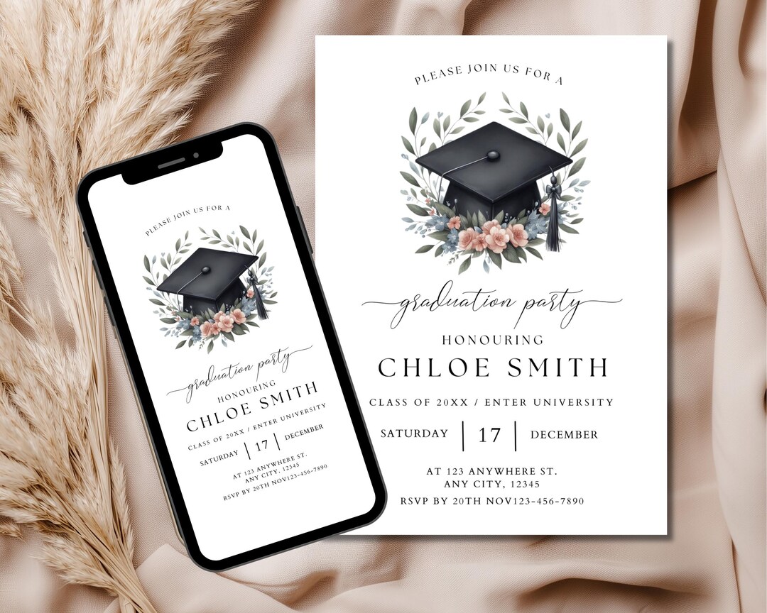 Virtual Graduation Party Invitation Template Editable, Graduation ...