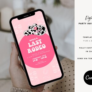 Bachelorette Last Rodeo Party Invitation, Disco Cowgirl Bachelorette ...