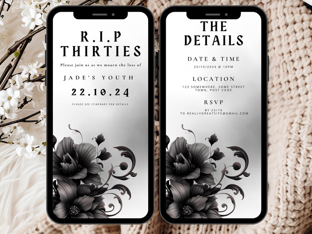 40th Party Invite Template, RIP 30's Invitation, RIP Thirties Party ...