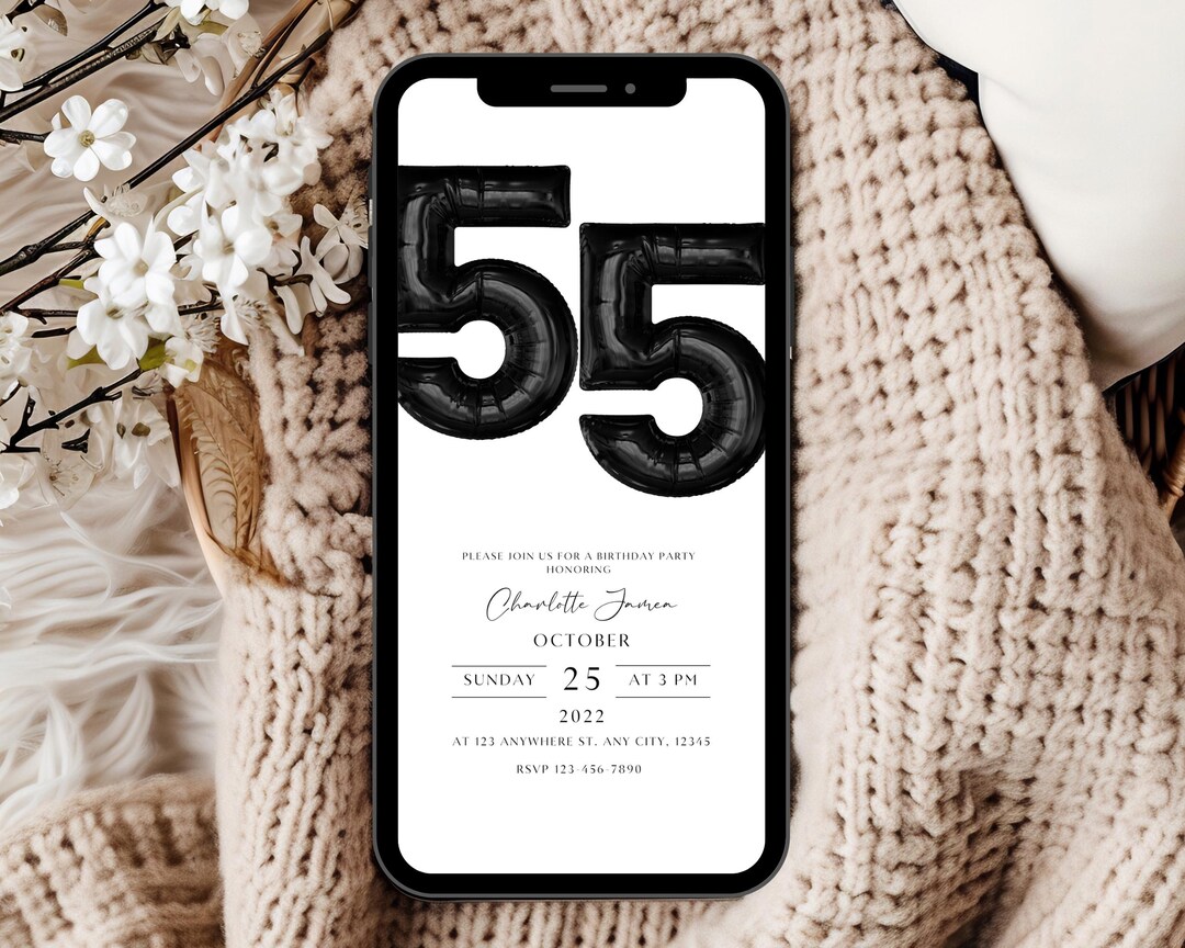 55th Birthday Party Invitation Template, Digital 55th Birthday ...
