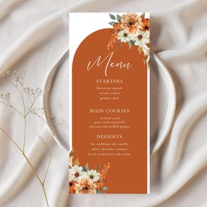 Rustic Wedding Food Menu Template, Terracotta Wedding Menu, Rustic Boho ...