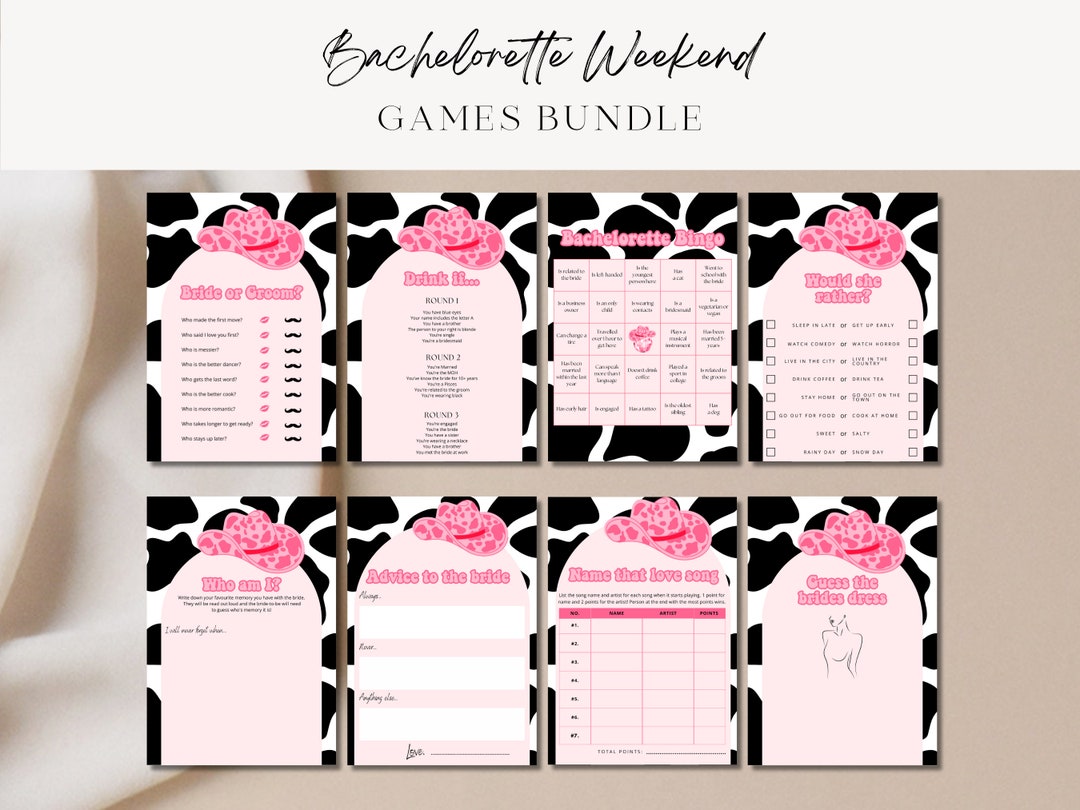 Last Rodeo Bachelorette Games Bundle, Last Rodeo Hen Do, Canva Template ...