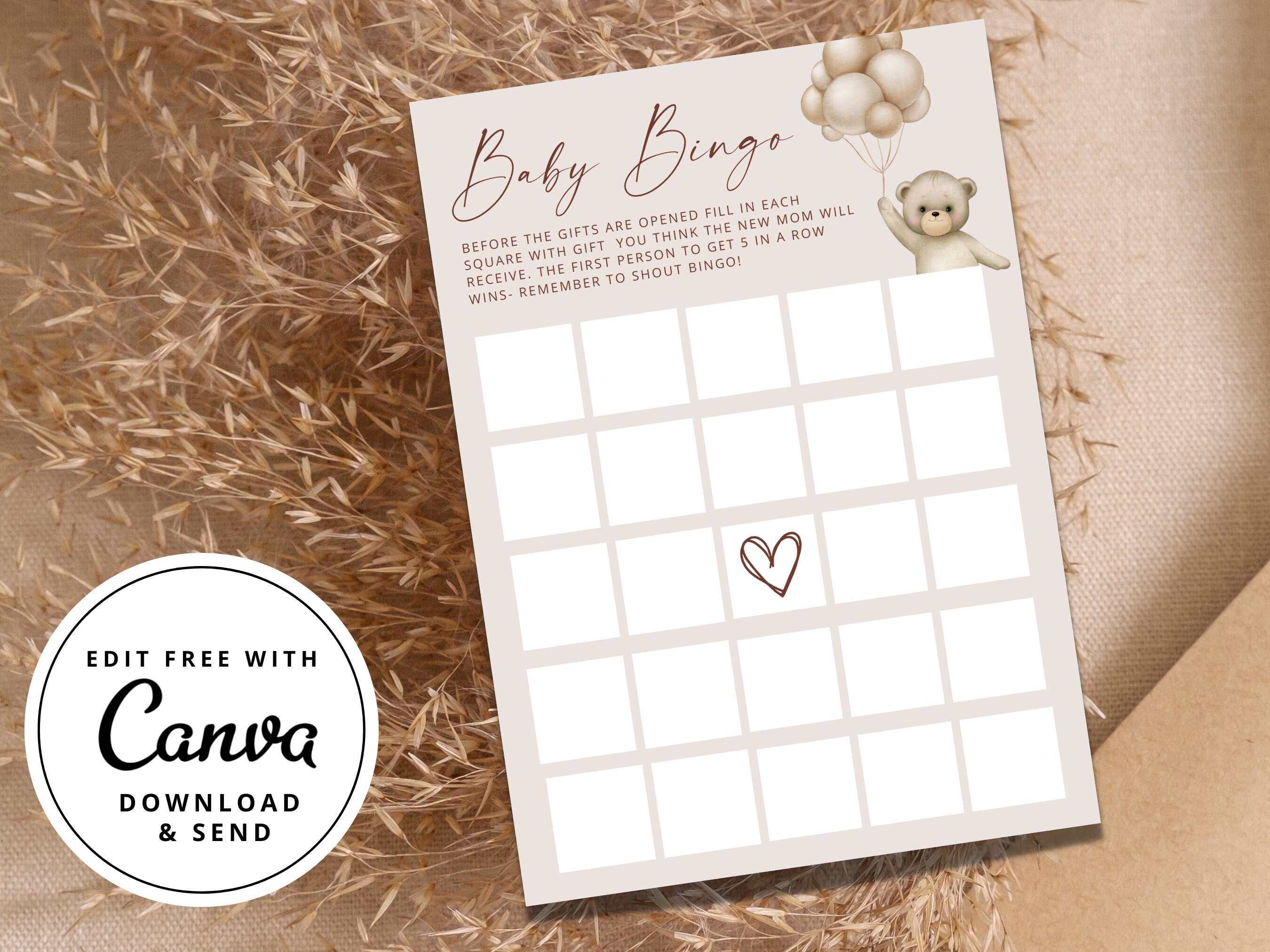 Cute Bear Baby Shower Bingo Game | Gender Neutral (PDF Printable) - Etsy