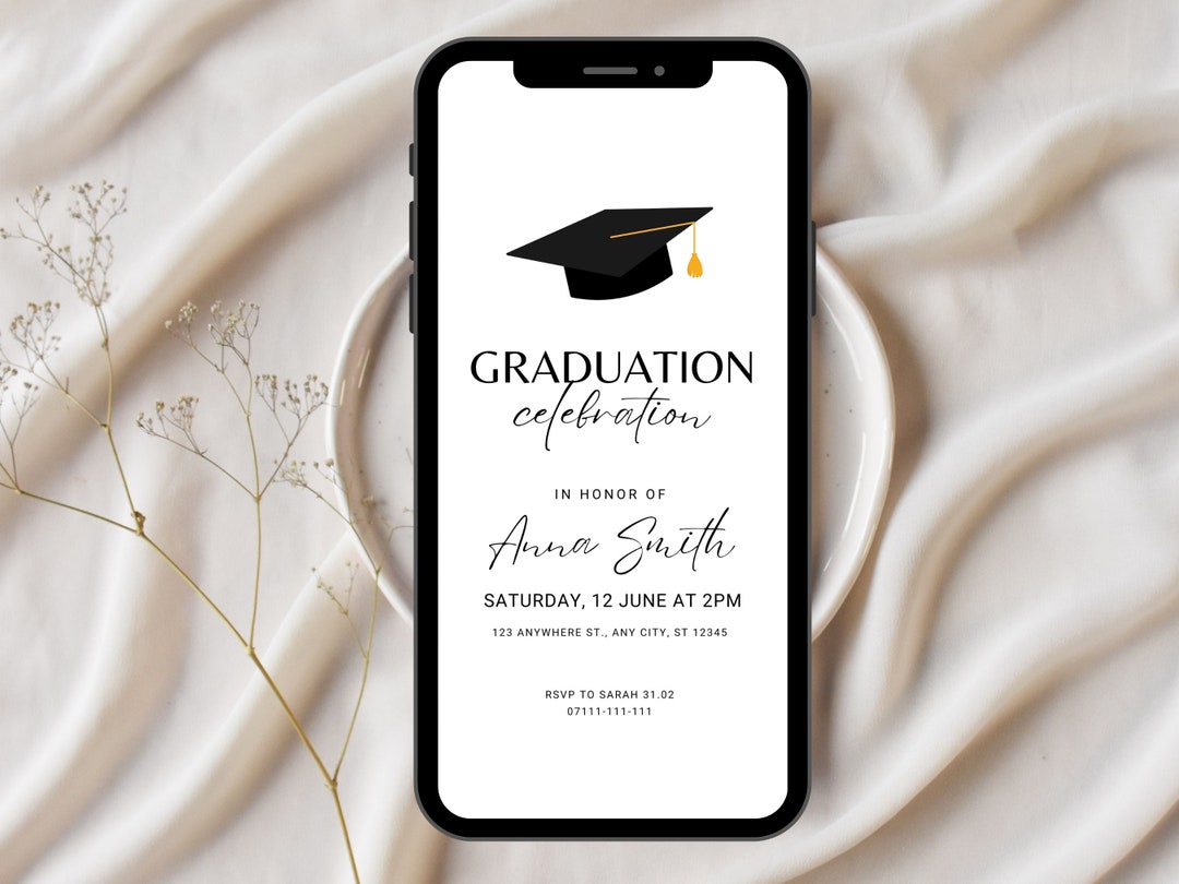 Digital Graduation Party Invitation, Minimalist College Announcement ...