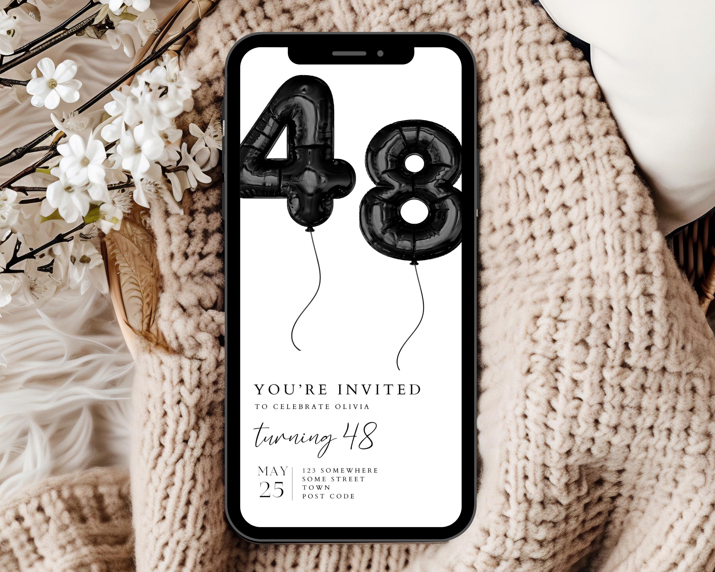 Digital 48th Birthday Invitation Template, Editable 48th Birthday Party ...