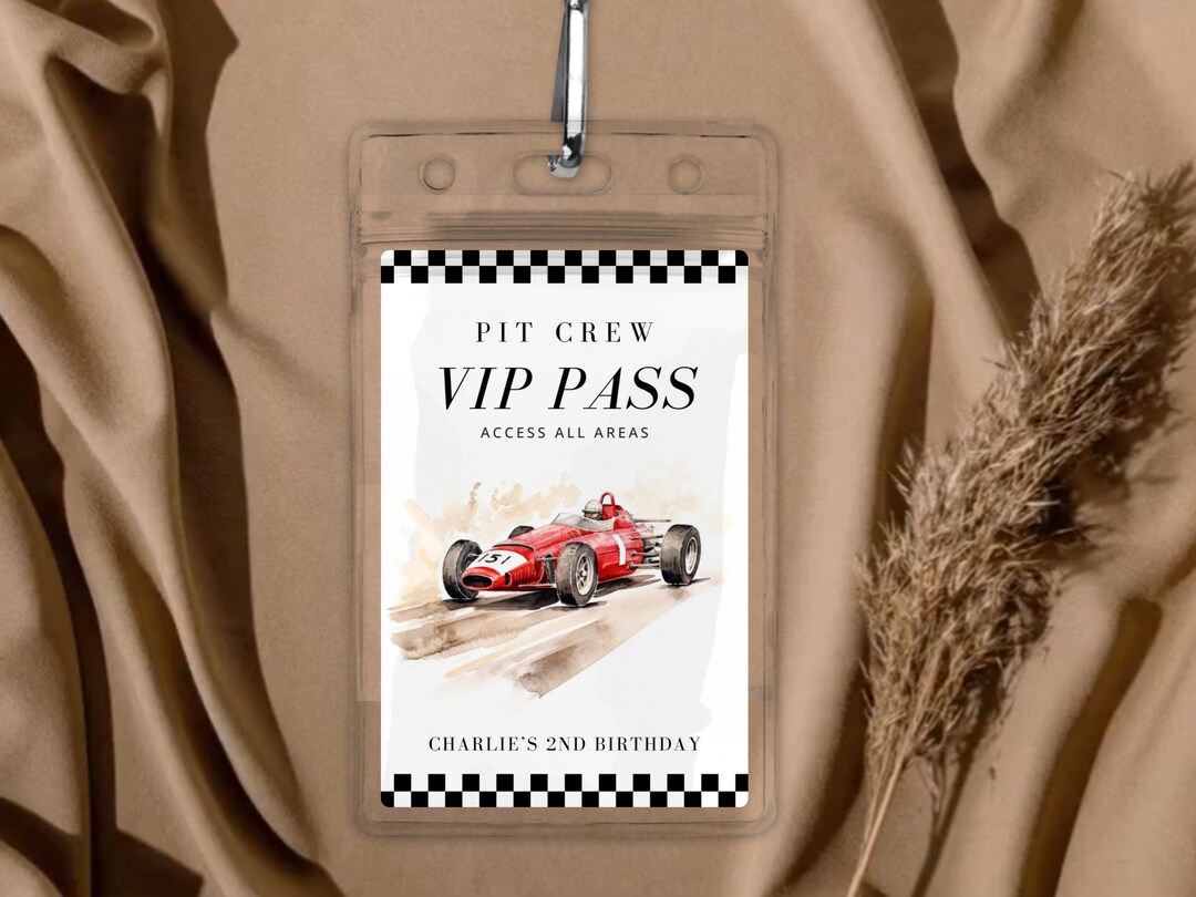 Pit Crew Racing VIP Pass Template, Race Car VIP Pass Boy Racing ...