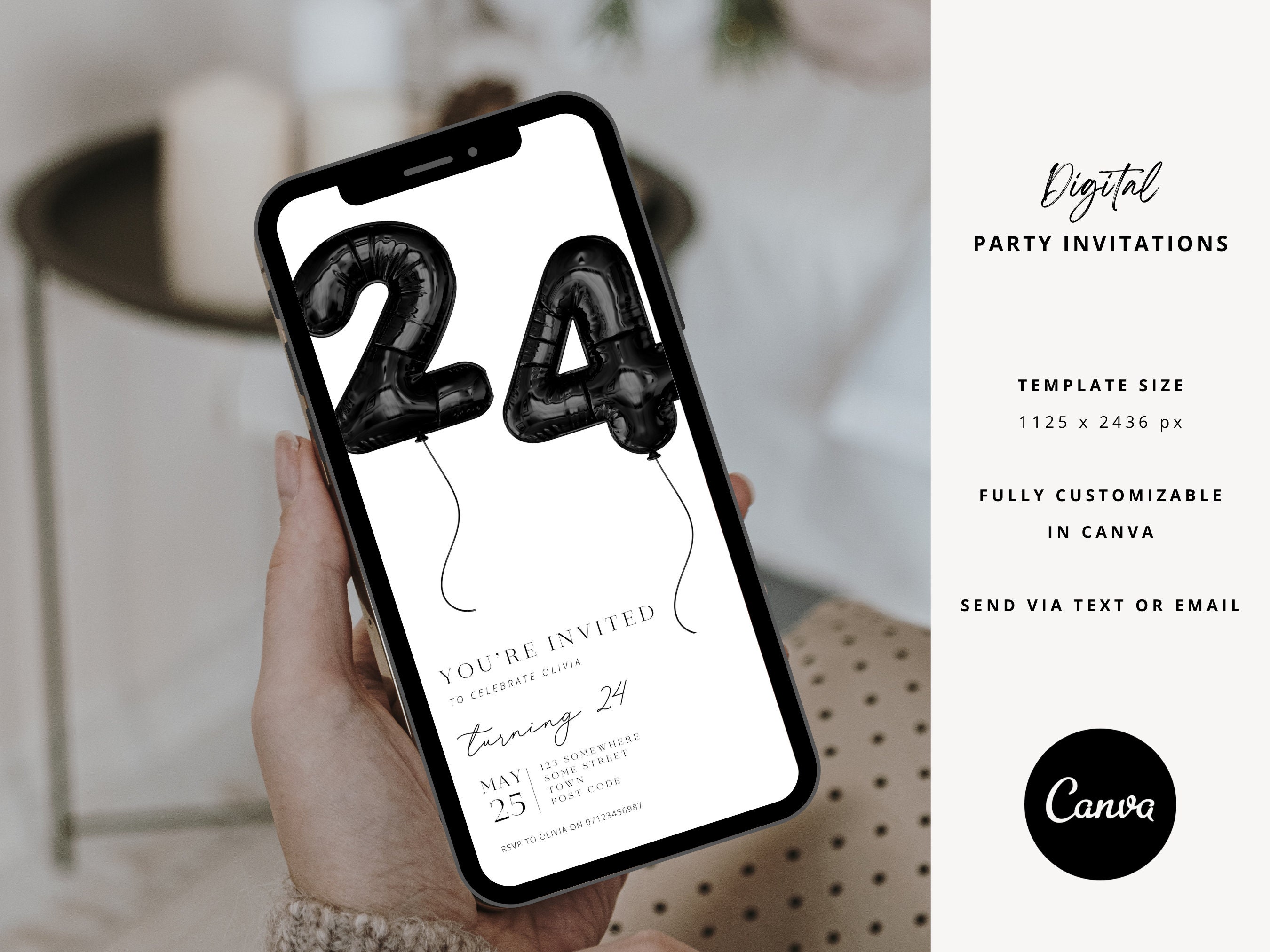 Digital 24th Birthday Invitation & Itinerary, 24th Birthday Party ...