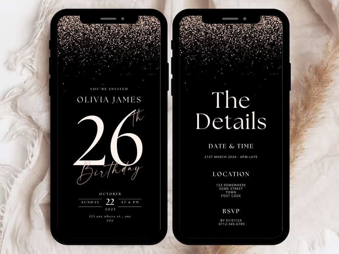 26th Birthday Party Invitation Template, 26th Birthday Invite, 26th ...