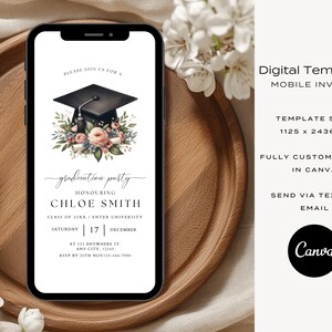Editable Graduation Party Invitation Template, Graduation Announcement ...