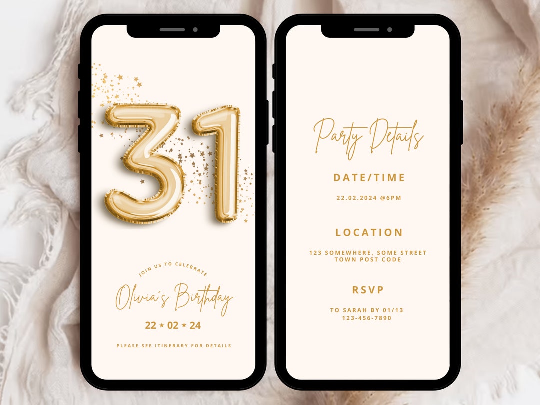 Digital 31st Birthday Invitation Template, 31st Birthday Party ...