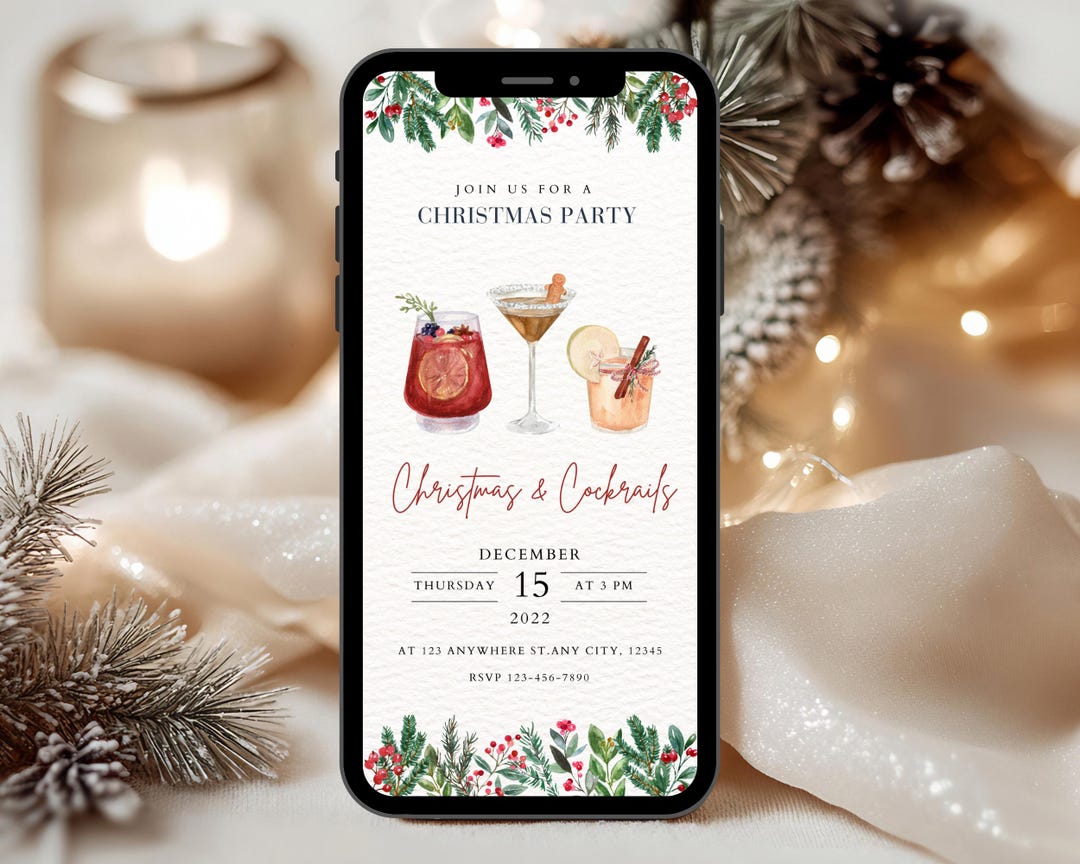 Editable Christmas Party Digital Invitation Template, Digital Christmas ...