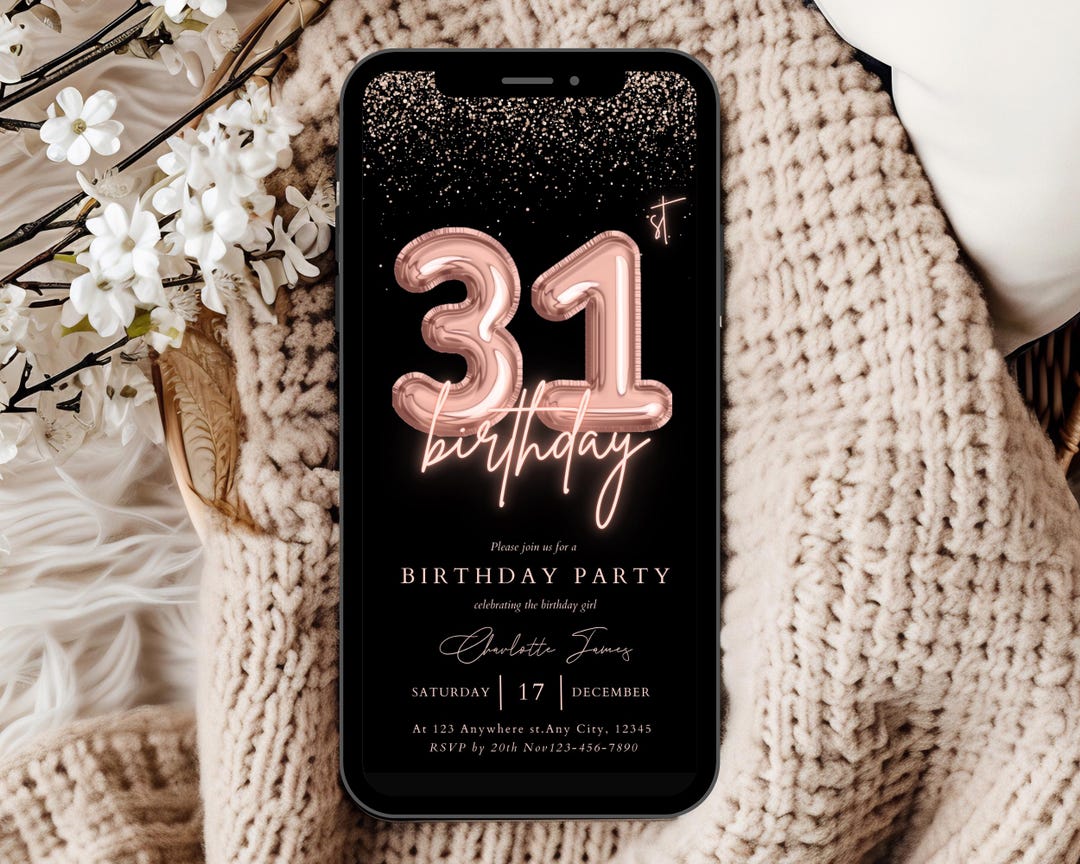 Digital 31st Birthday Party Invitation Template, Editable 31st Birthday ...
