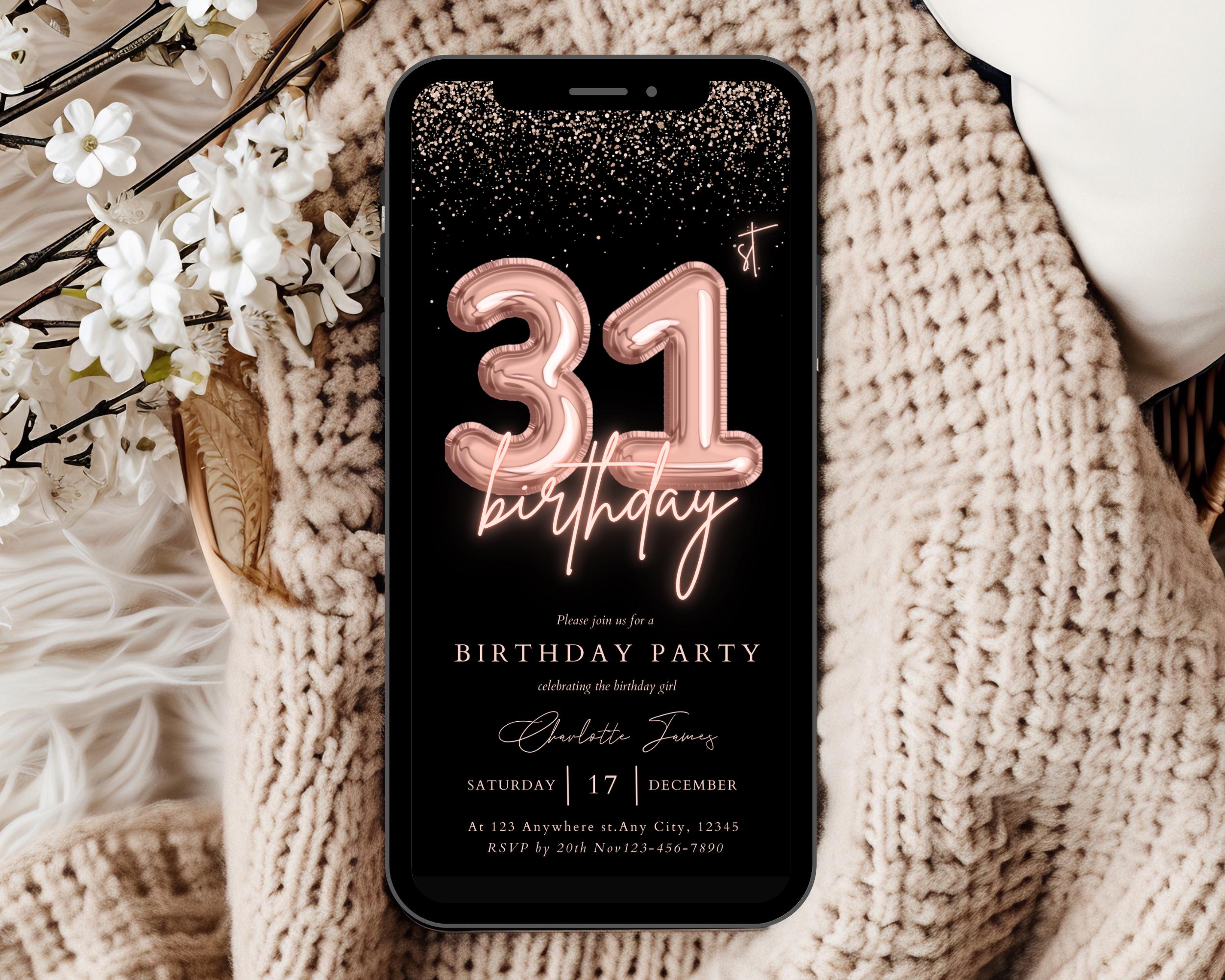 Digital 31st Birthday Party Invitation Template, Editable 31st Birthday ...