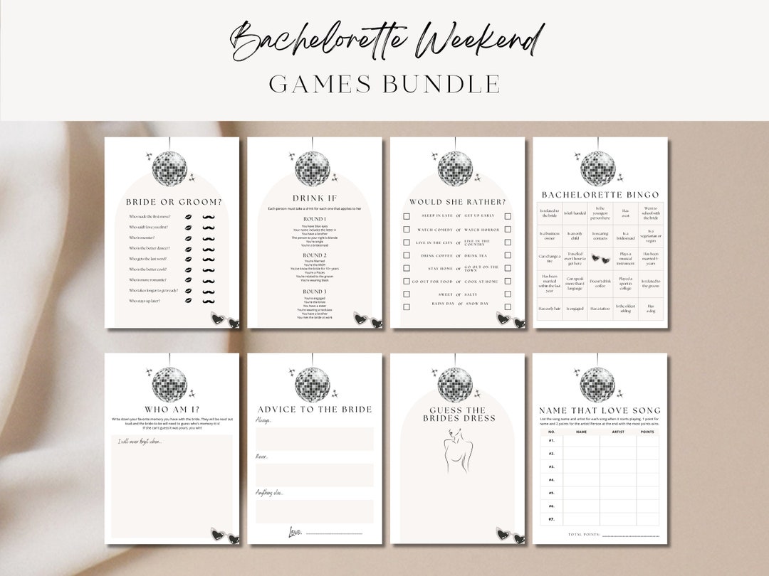 Last Disco Bachelorette Games Bundle, Editable Hen Party Games (canva ...