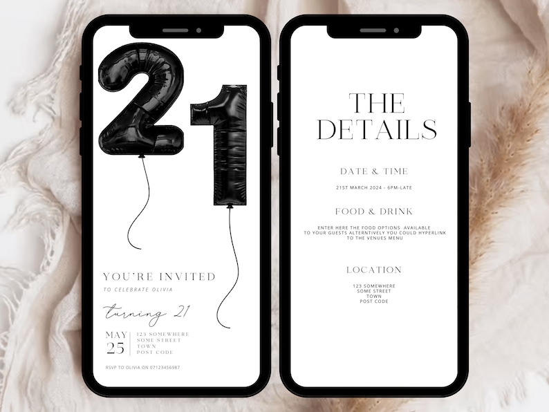 Digital 21st Birthday Invitation, 21st Birthday Party Invite, 21st ...