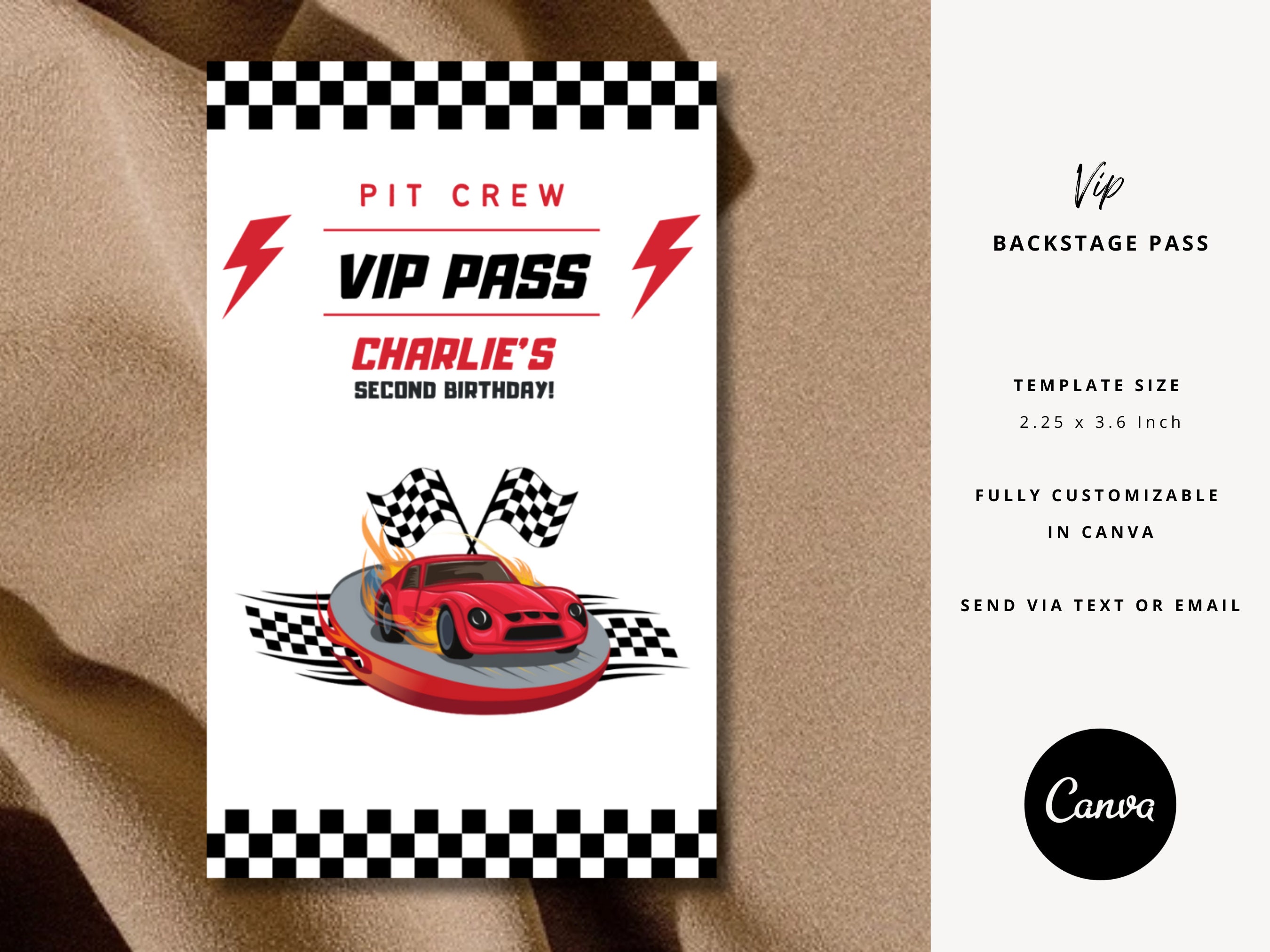 Race Car VIP Pass Template, Boy Racing Birthday Pit Crew VIP Pass ...