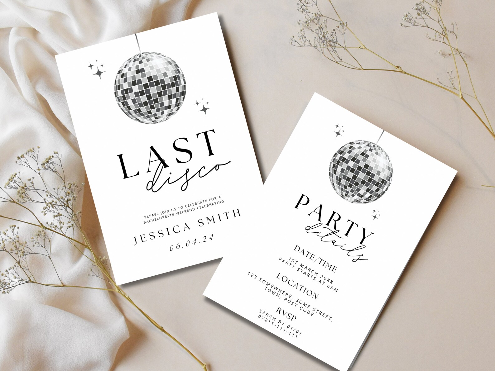 Last Disco Bachelorette Party Invitation Template, Last Disco Invite ...