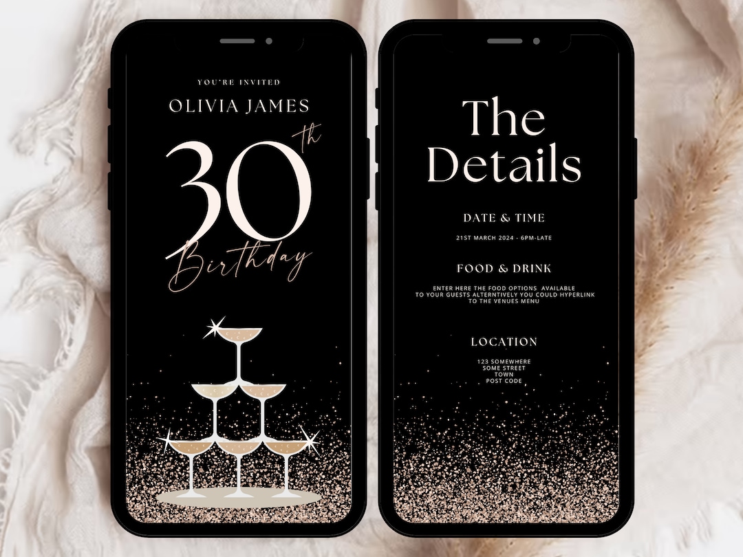 30th Birthday Digital Invitation, 30th Birthday Party Invite, 30th ...