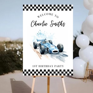 Fast One Birthday Sign Template, Racecar Welcome Sign Decorations, Fast ...