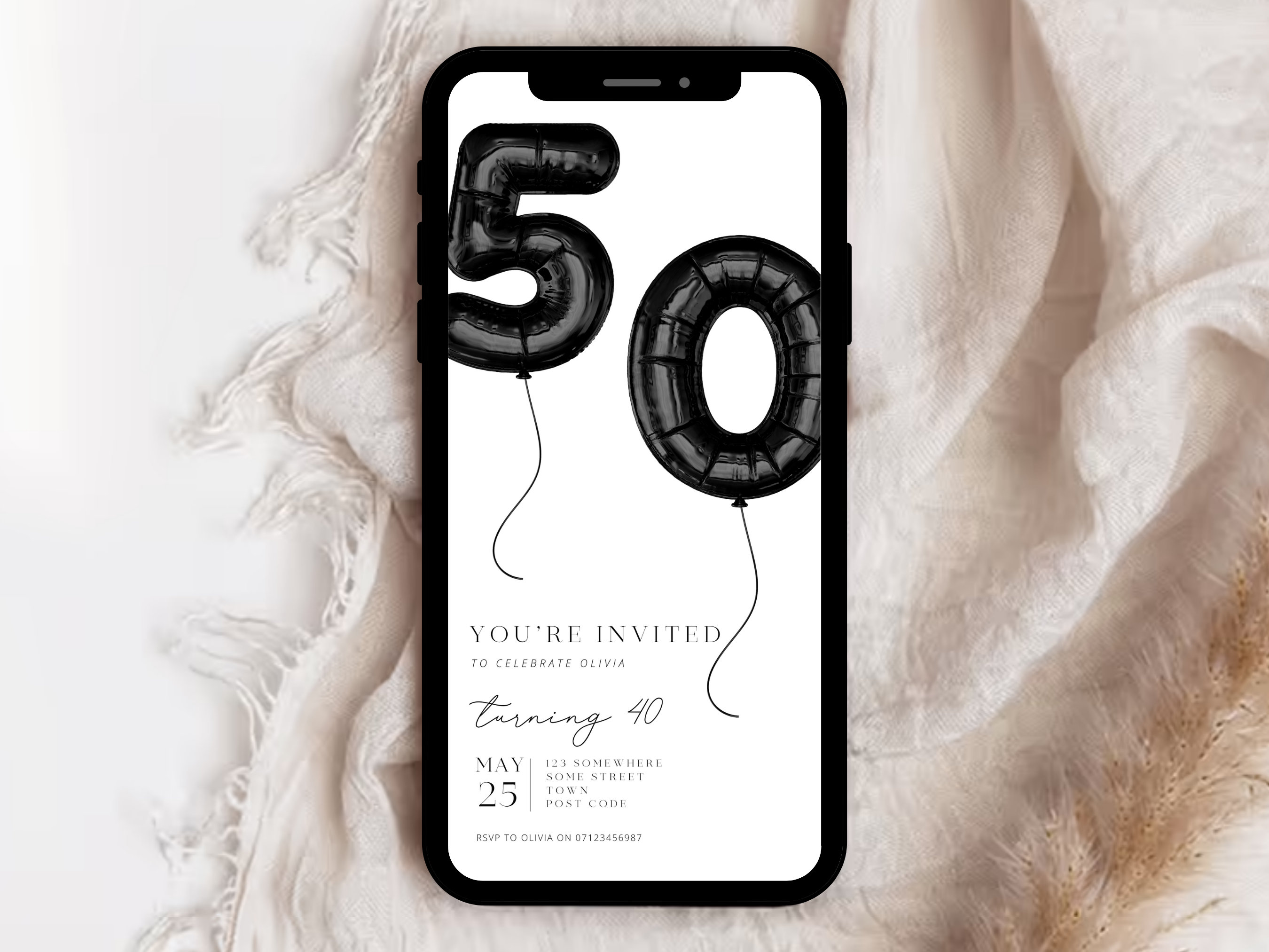 Digital 50th Birthday Invitation, 50th Birthday Party Invitation ...