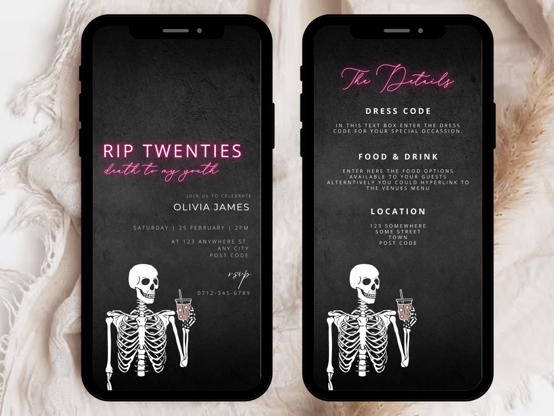 RIP 20s Invitation, RIP Twenties Party Invitation, 30th E-invite, Black ...