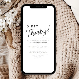 Digital Dirty Thirty Birthday Invitation Template (canva) - Etsy