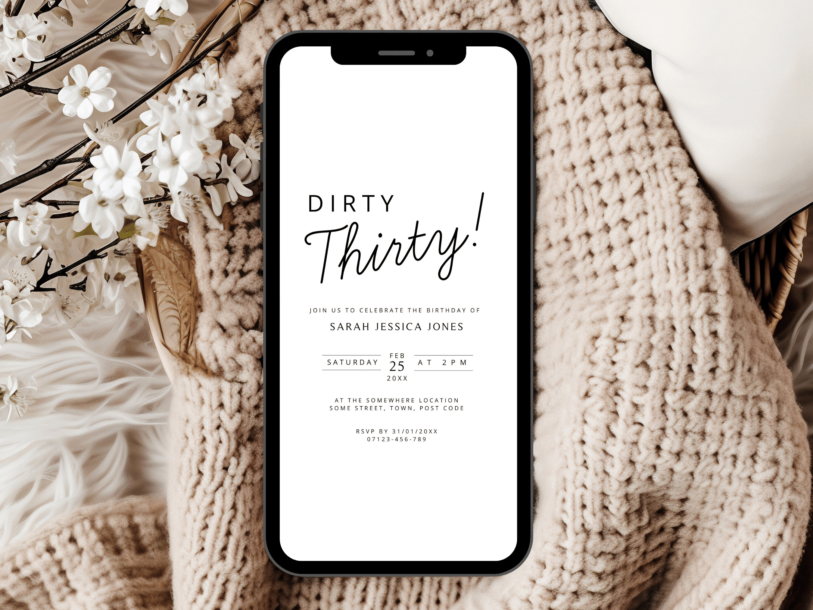 Digital Dirty Thirty Birthday Invitation Template (canva) - Etsy