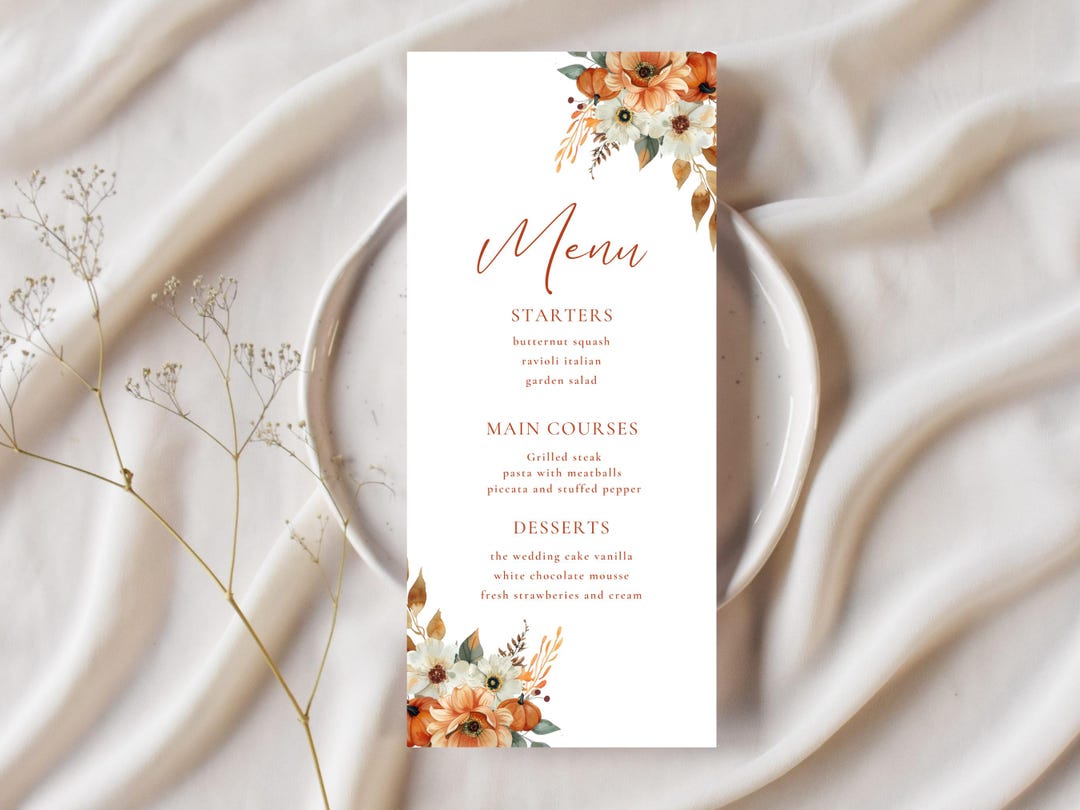 Boho Wedding Menu Downloadable Template, Terracotta Wedding Menu, Boho ...