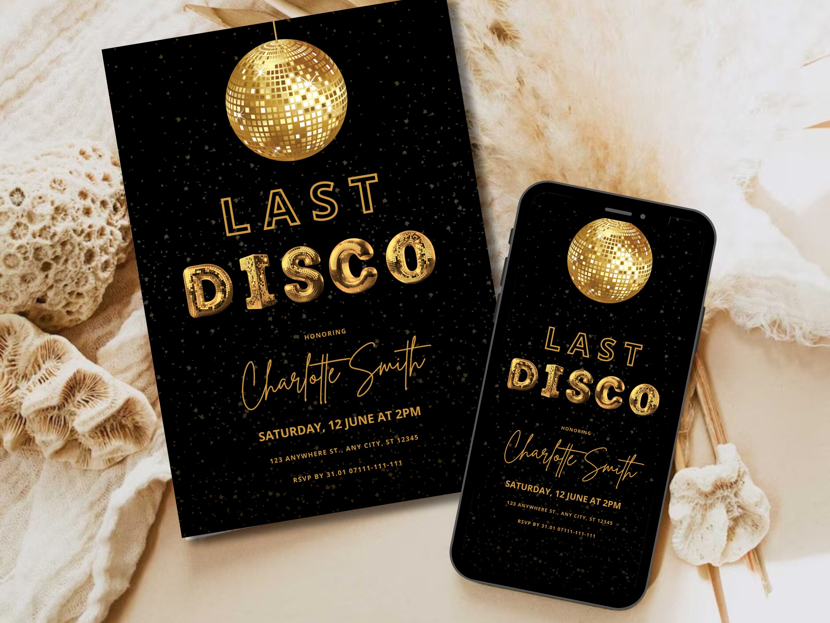 Last Disco Bachelorette Party Invitation Template, Last Disco ...