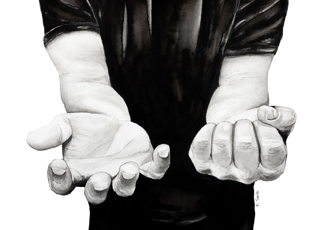 8x10 Open Hand, Closed Hand Watercolor Giclee - Etsy