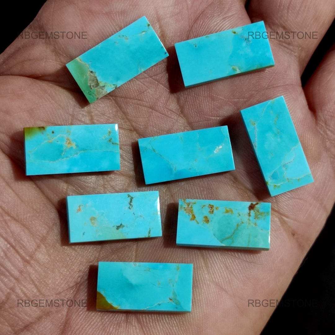 Natural Blue Mohave Turquoise Cabochon Loose Gemstone, Blue Rectangle ...