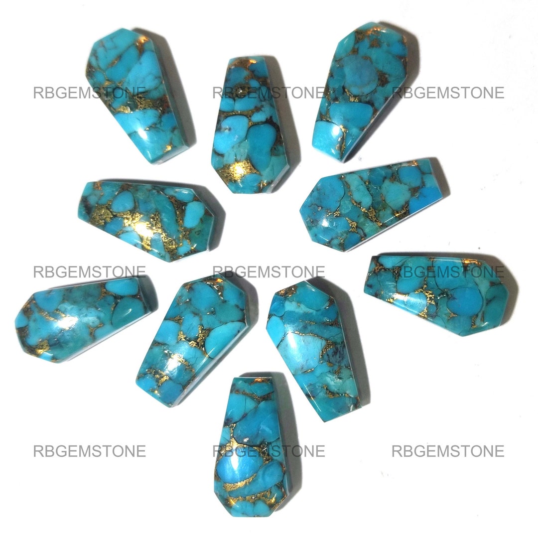 Natural Blue Copper Turquoise Gems/ Blue Turquoise Cabochon/ Coffin ...