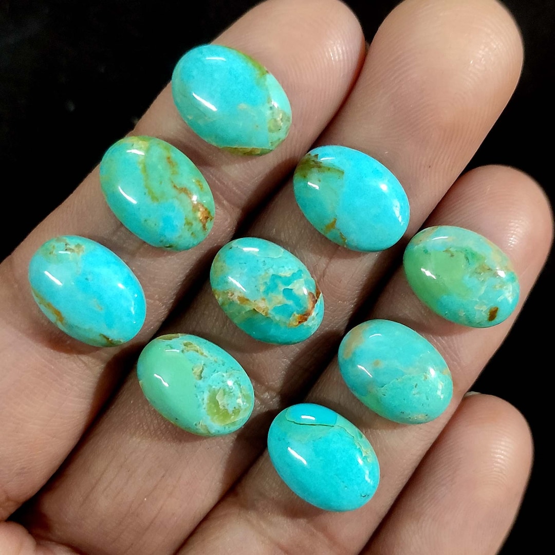 Oval Shape Natural Blue Turquoise Gems, Blue Mohave Turquoise Stone ...