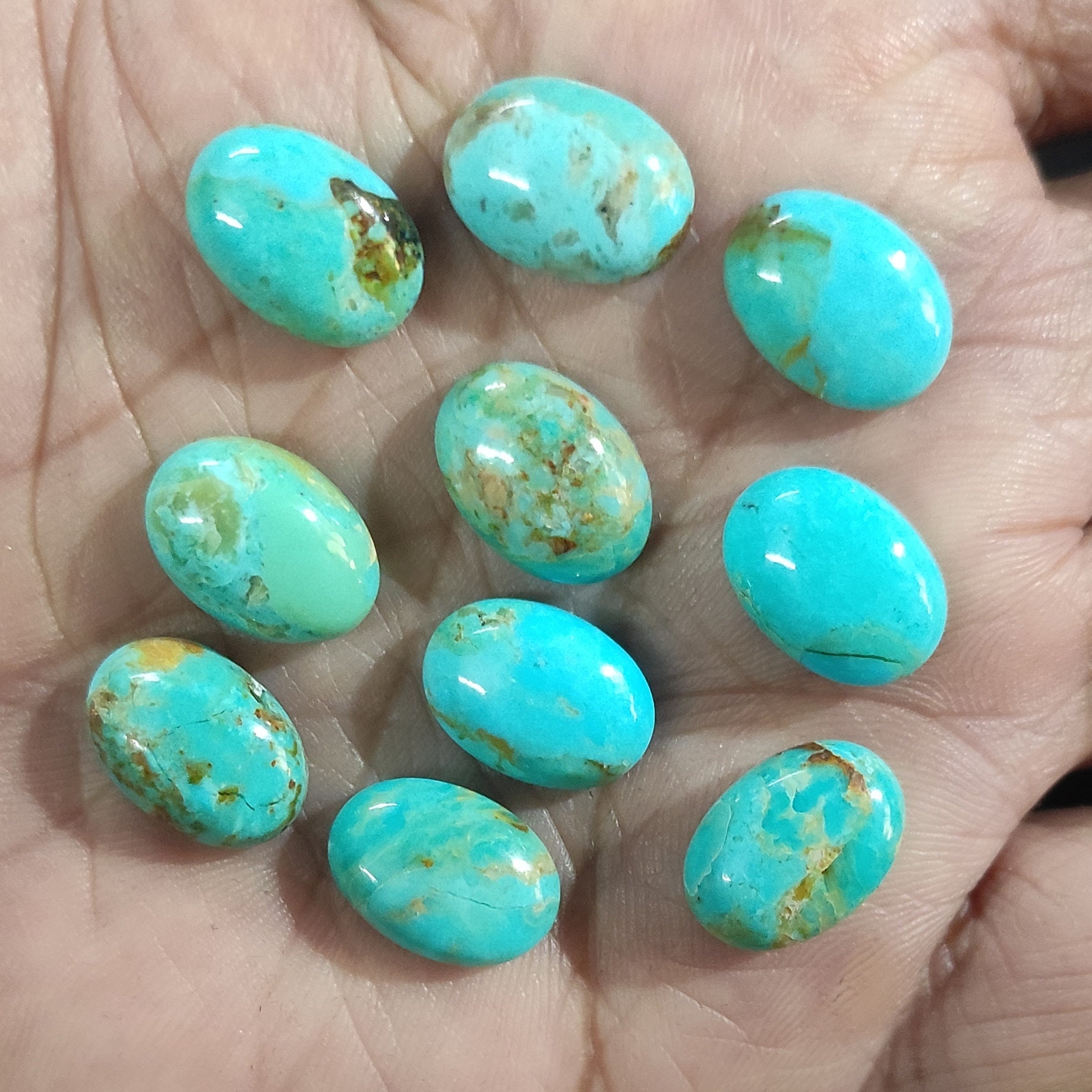 Oval Shape Natural Blue Turquoise Gems Blue Mohave Turquoise - Etsy
