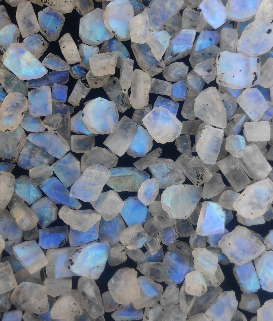 Blue Rainbow Moonstone Slices 7 to 15 MM Raw Moonstone Gemstone Lot ...