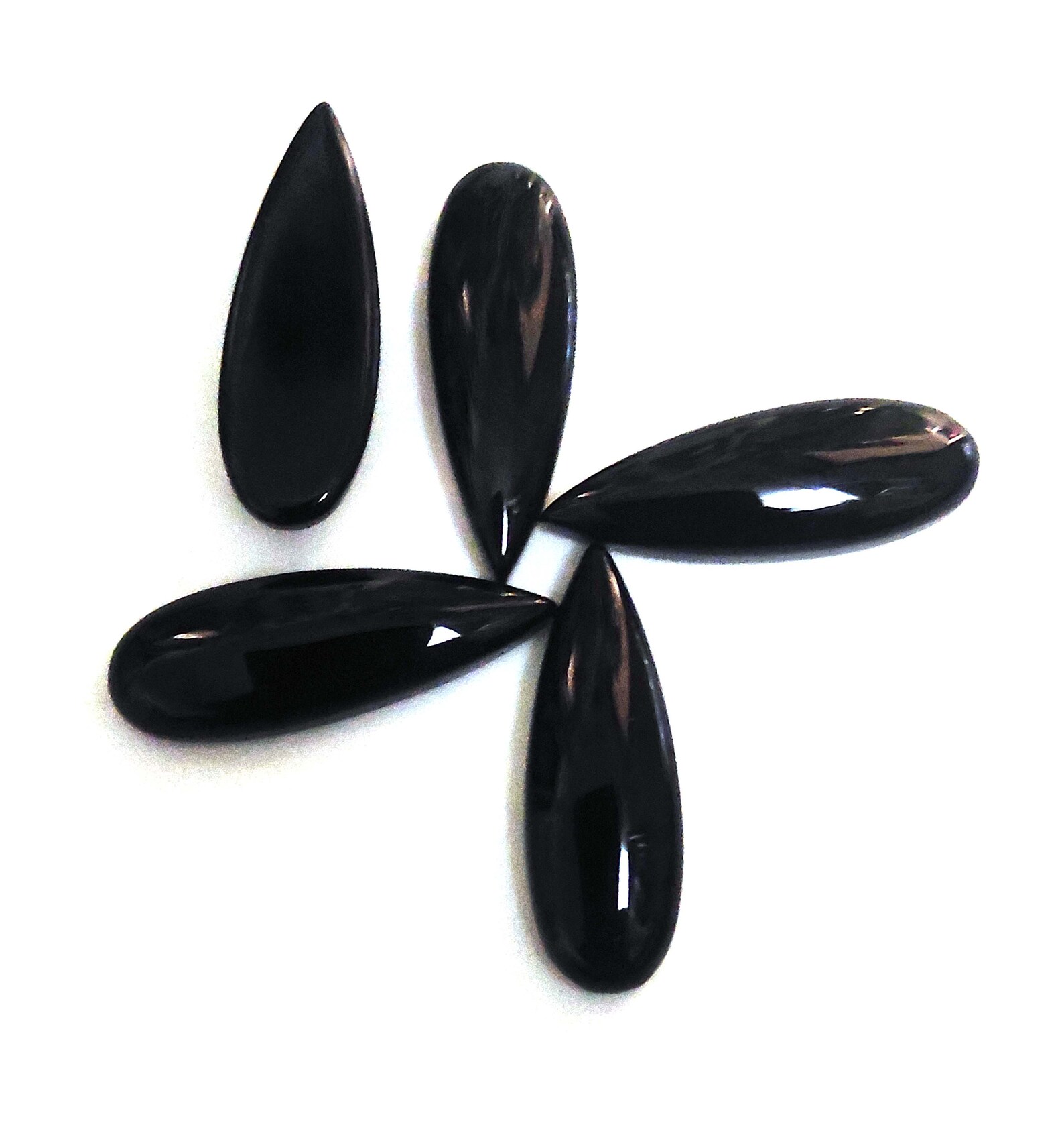 Long Pear Shape Black Onyx Cabochon Calibrated Onyx 7X14 MM to 12X36 MM ...