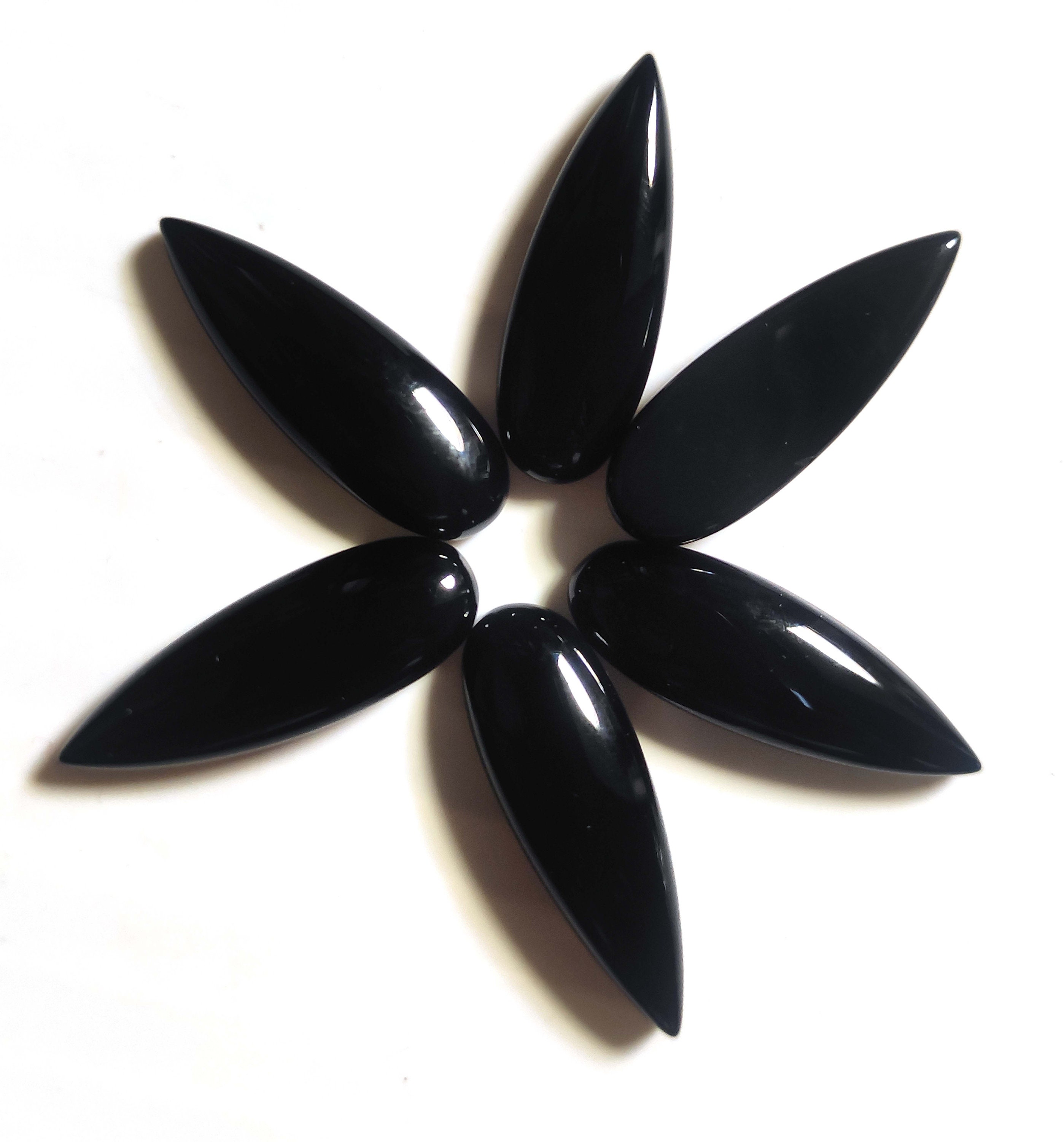 Long Pear Shape Black Onyx Cabochon Calibrated Onyx 7X14 MM to 12X36 MM ...