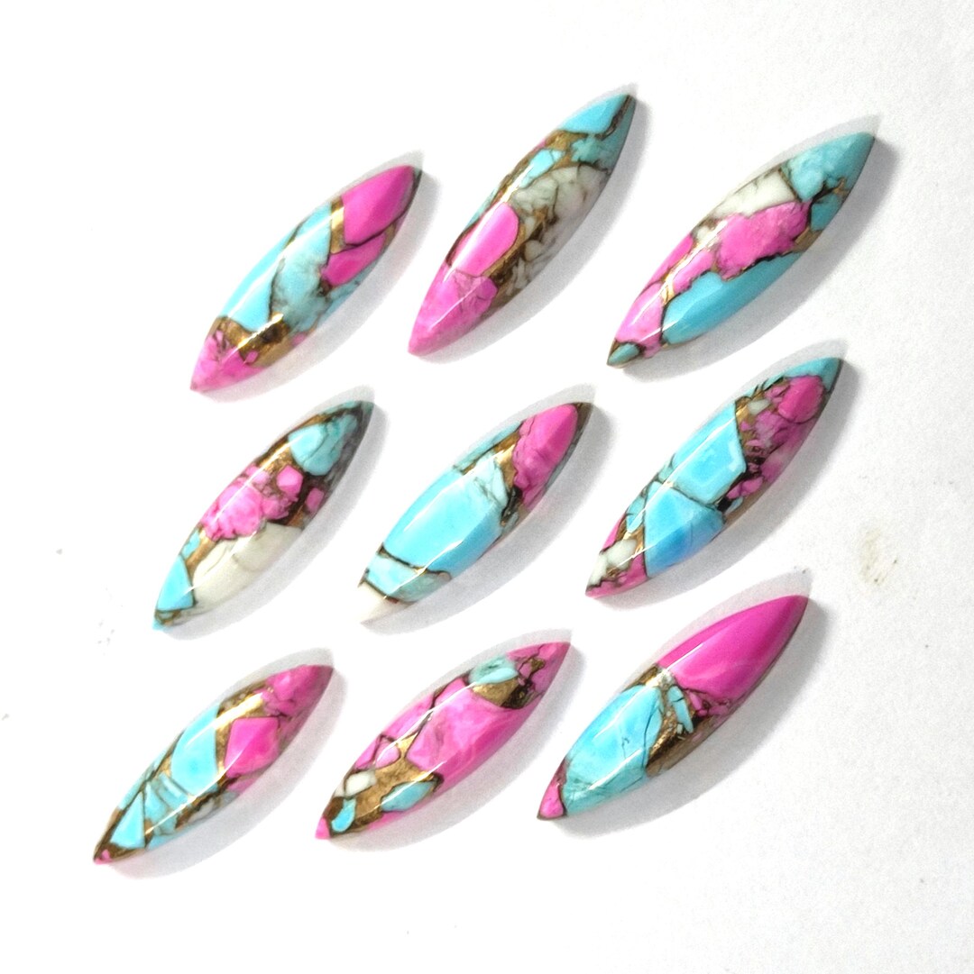 100% Natural Cotton Candy Turquoise Loose Calibrated Gemstone Cabochon ...